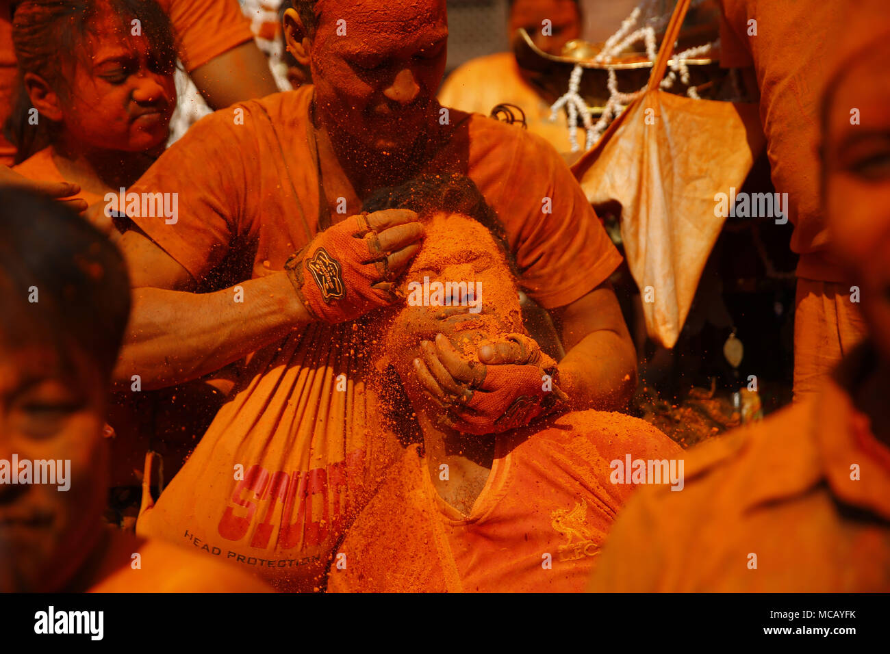 Vermillion during a ritual hi-res stock photography and images - Alamy