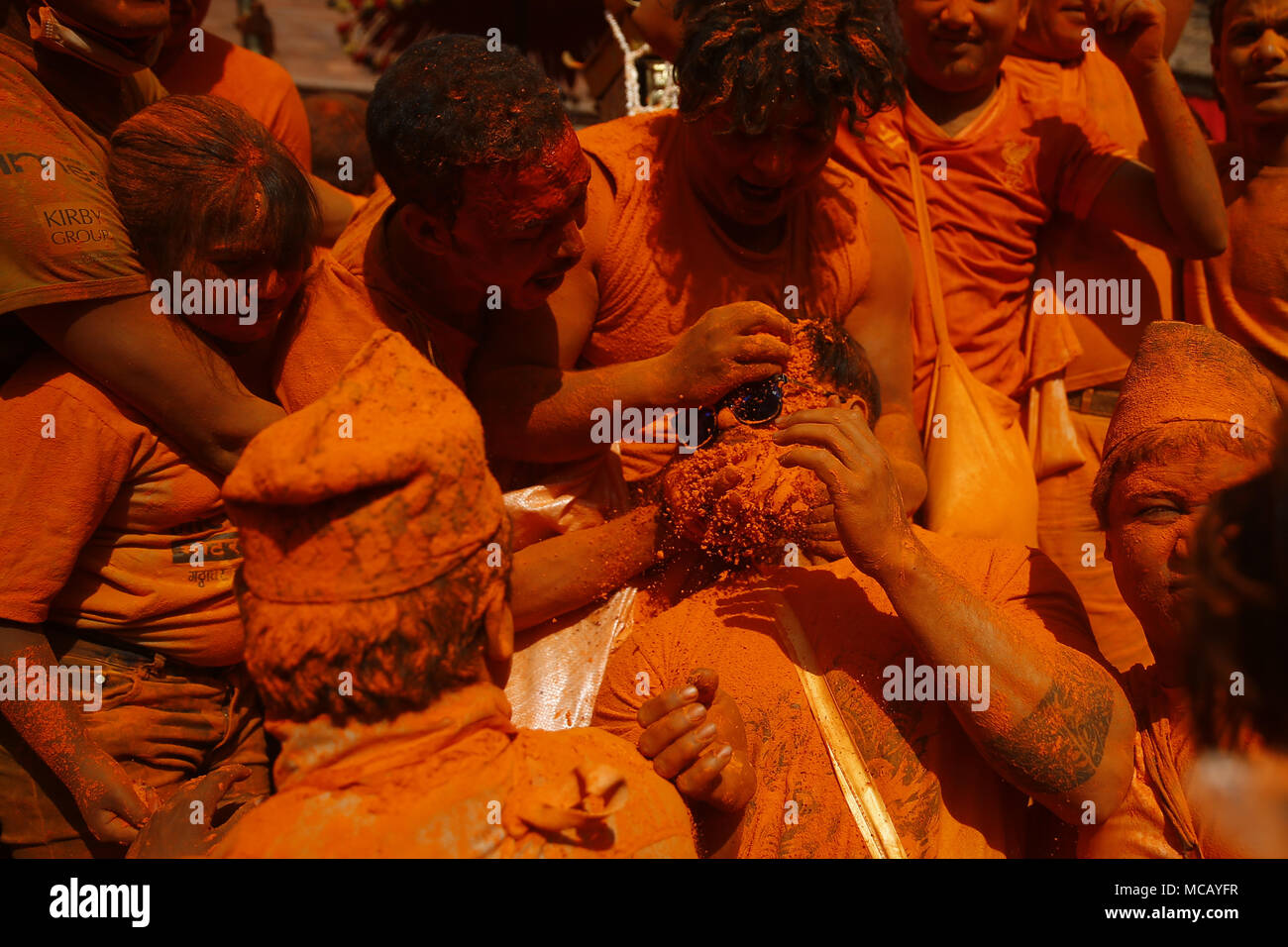 Vermillion during a ritual hi-res stock photography and images - Alamy