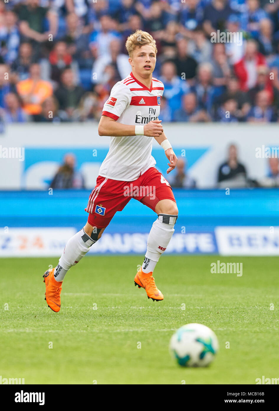 Hoffenheim-Hamburg Soccer, Hoffenheim, April 14, 2018 Jann-Fiete ARP ...