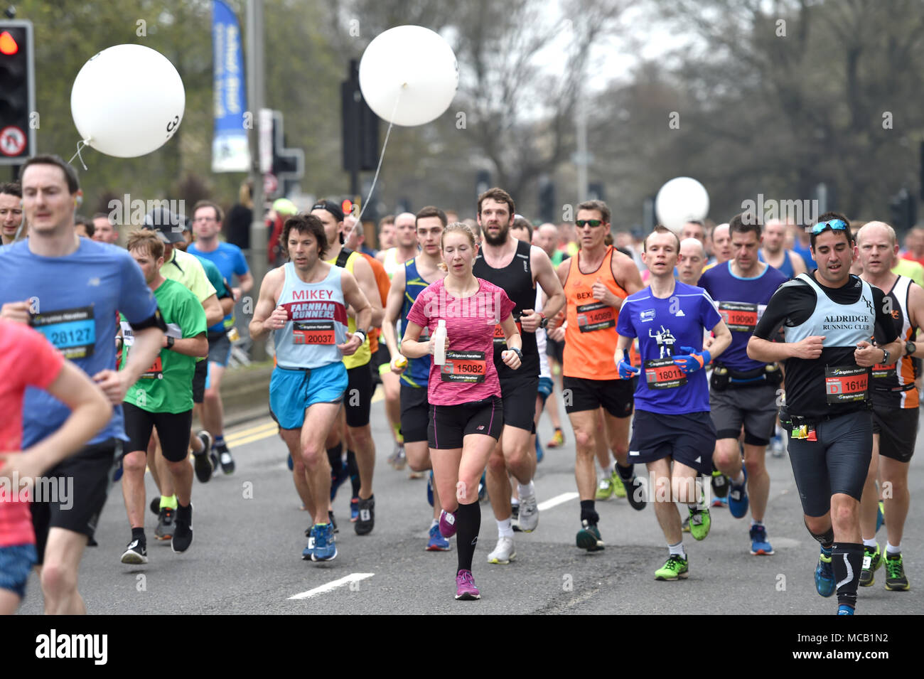 Brighton UK 15th April 2018 - Thousands of runners take part in the ...