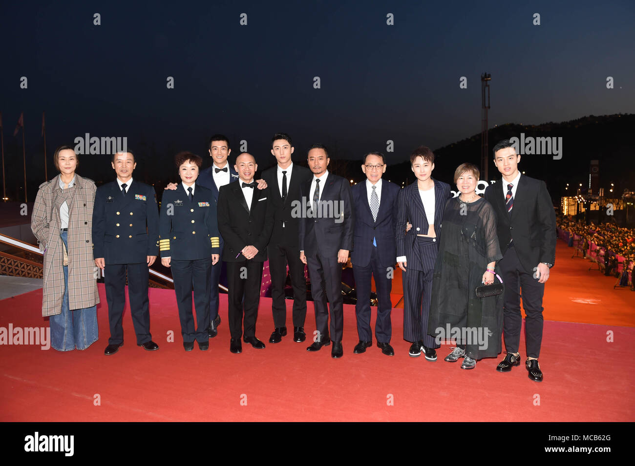 Beijing, China. 15th Apr, 2018. Cast members of movie "Operation Red ...