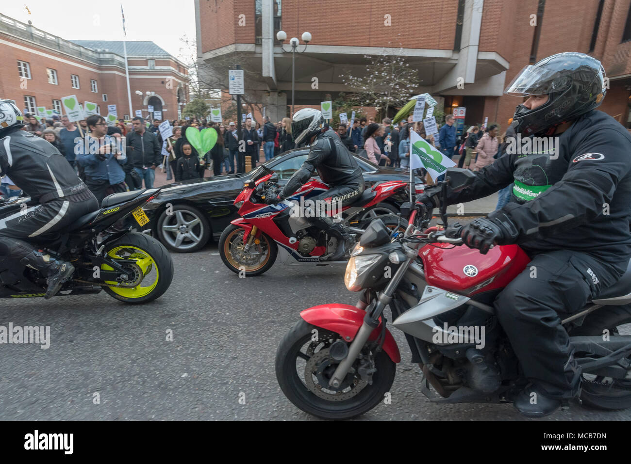London, UK. 14th April 2018. Bikers from the Ace Cafe including Muslim ...