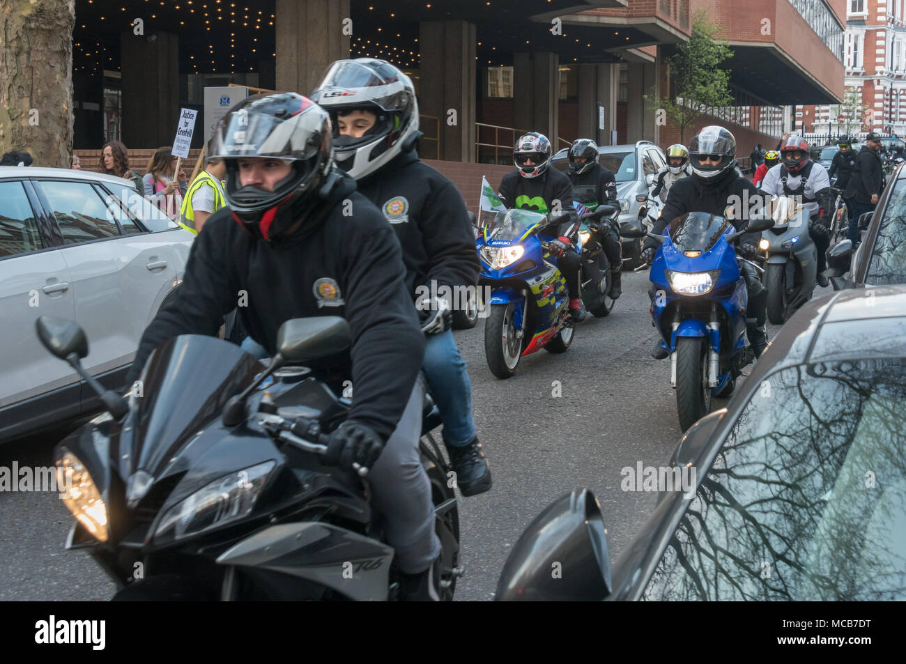 London, UK. 14th April 2018. Bikers from the Ace Cafe including Muslim ...