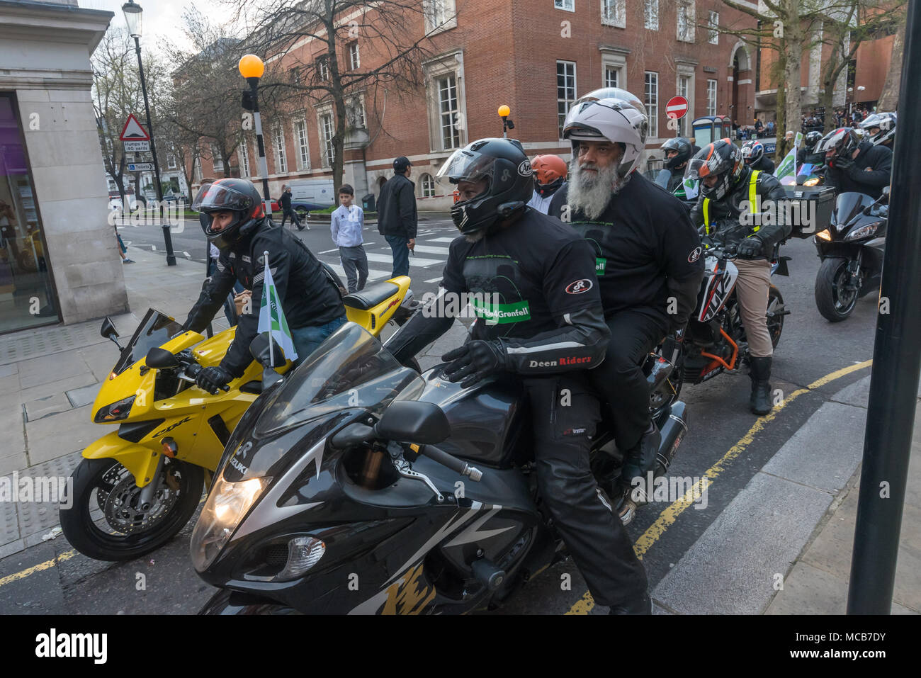 London, UK. 14th April 2018. Bikers from the Ace Cafe including Muslim ...