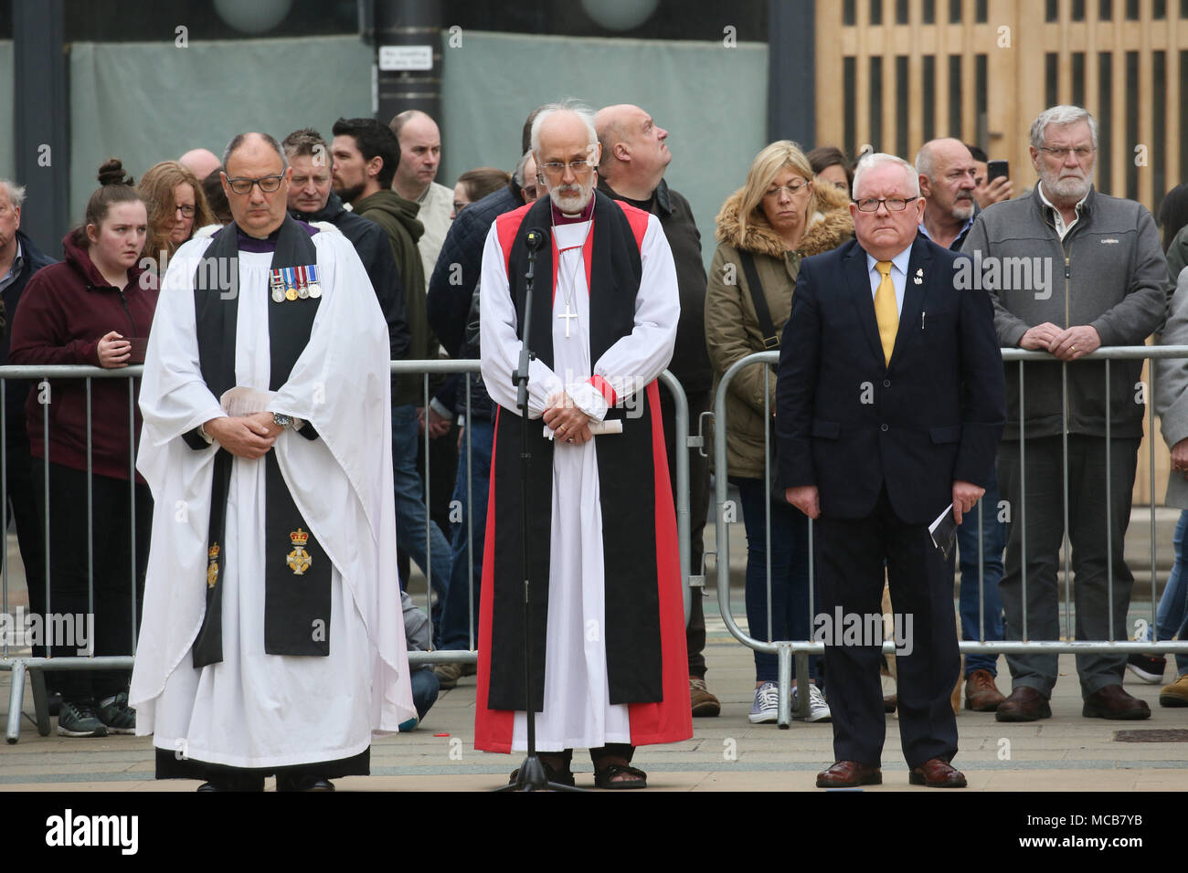 Manchester, UK. 15th Apr, 2018. The Bishop Of Manchester leads a ...