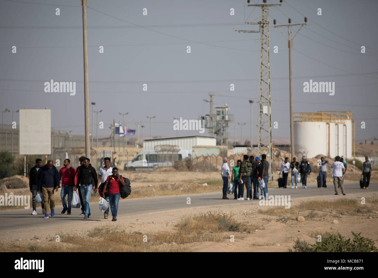 Negev, Israel. 15th Apr, 2018. African asylum seekers, who were ...
