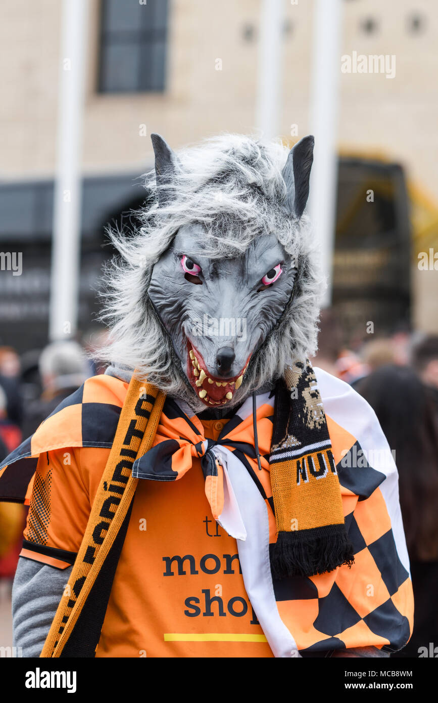 Wolverhampton, UK.15th April 2018: Wolves fans celebrate winning the ...