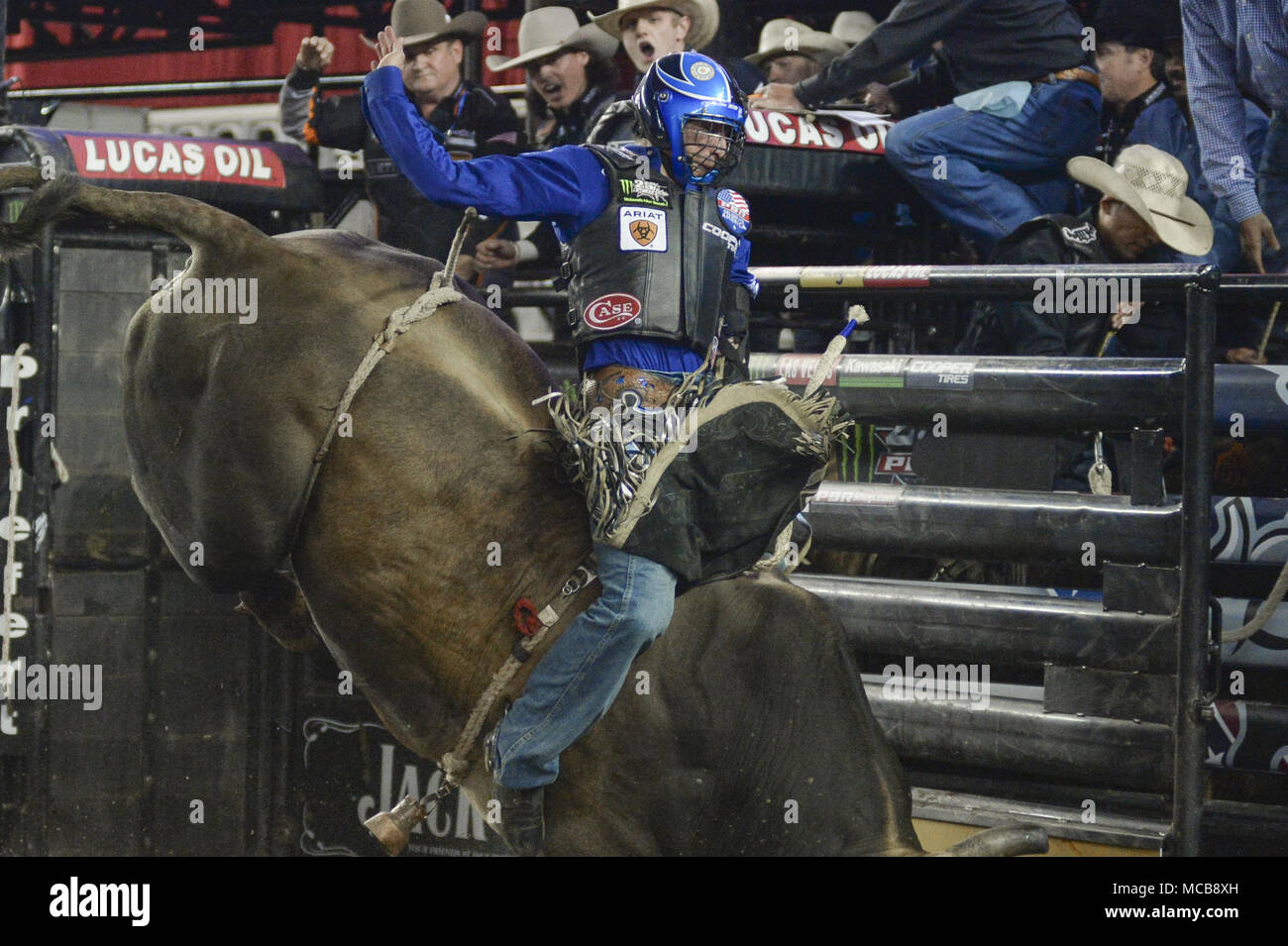 Tacoma, Washington, USA. 14th Apr, 2018. Professional bull rider RYAN ...