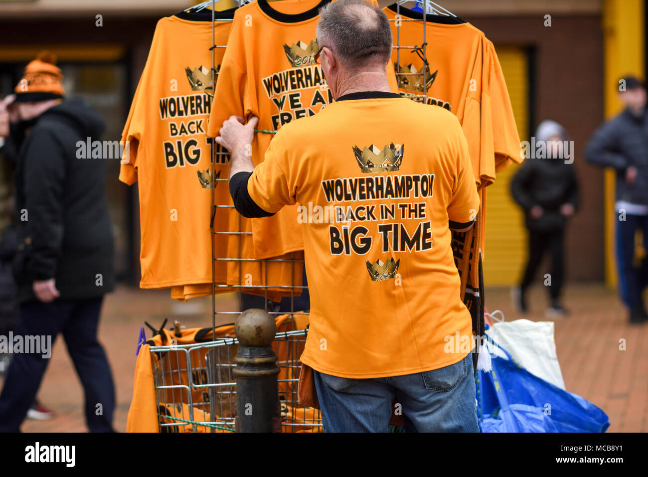 Wolverhampton, UK.15th April 2018: Wolves fans celebrate winning the ...