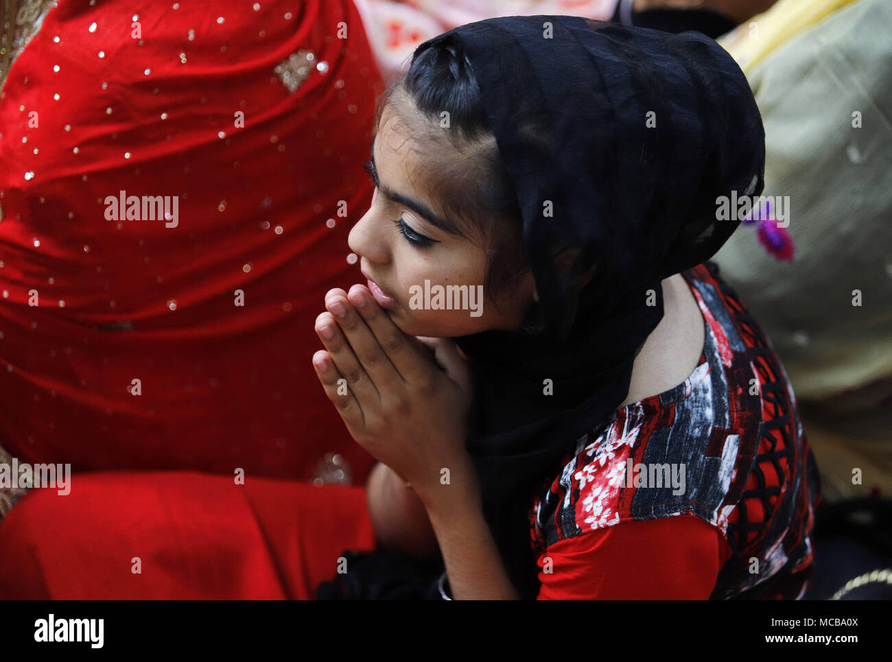 Palma, Balearic Islands, Spain. 15th Apr, 2018. A Sikh girl praying ...