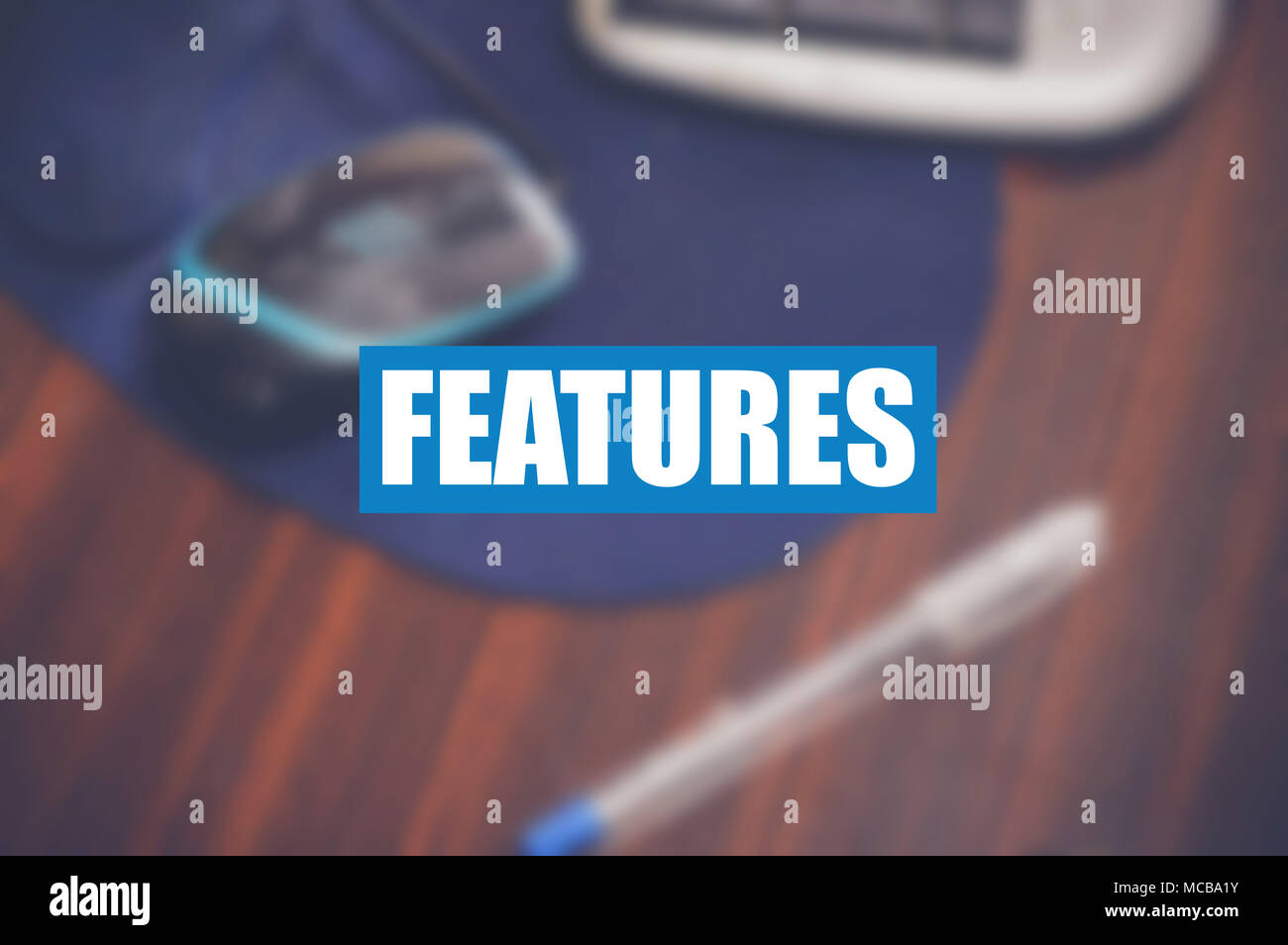 features word with business blurring background Stock Photo - Alamy