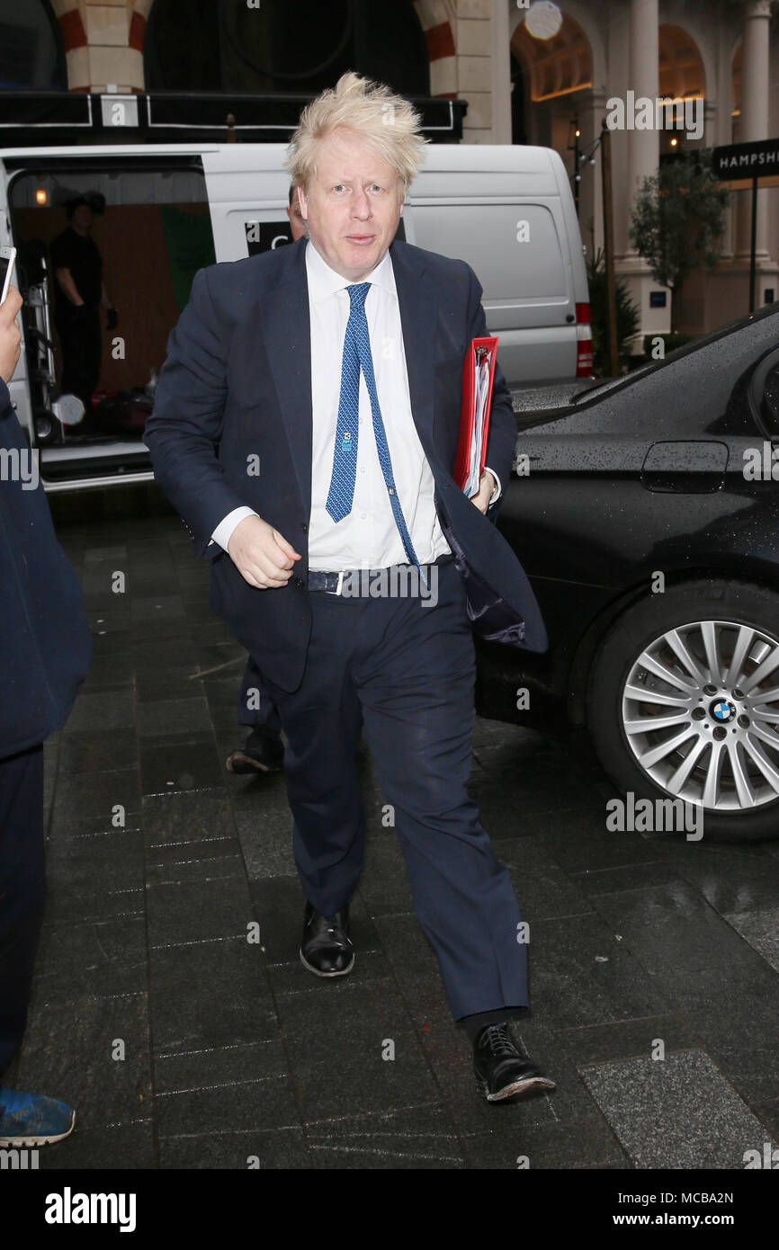 Boris Johnson seen arriving at Global studios to be interviewed by Nick ...