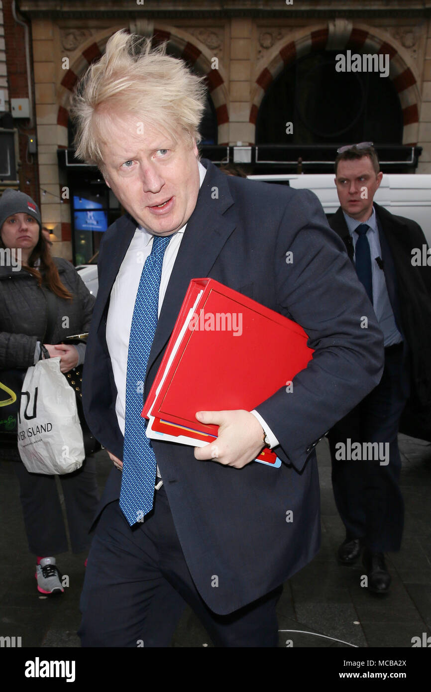 Boris Johnson seen arriving at Global studios to be interviewed by Nick ...