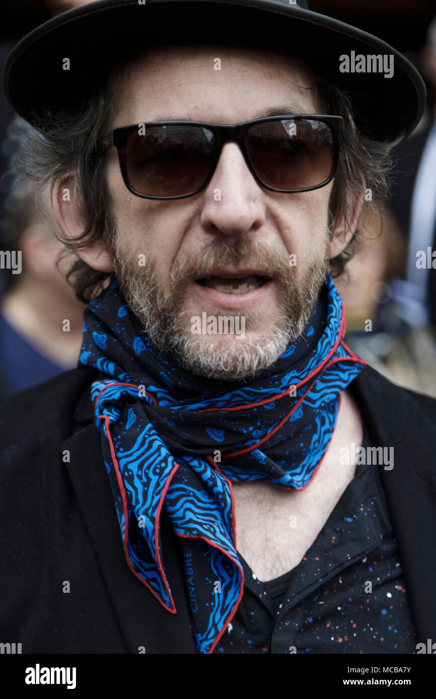 Paris, France. 12th Apr, 2018. Arthur H at the Jacques Higelin funeral ...