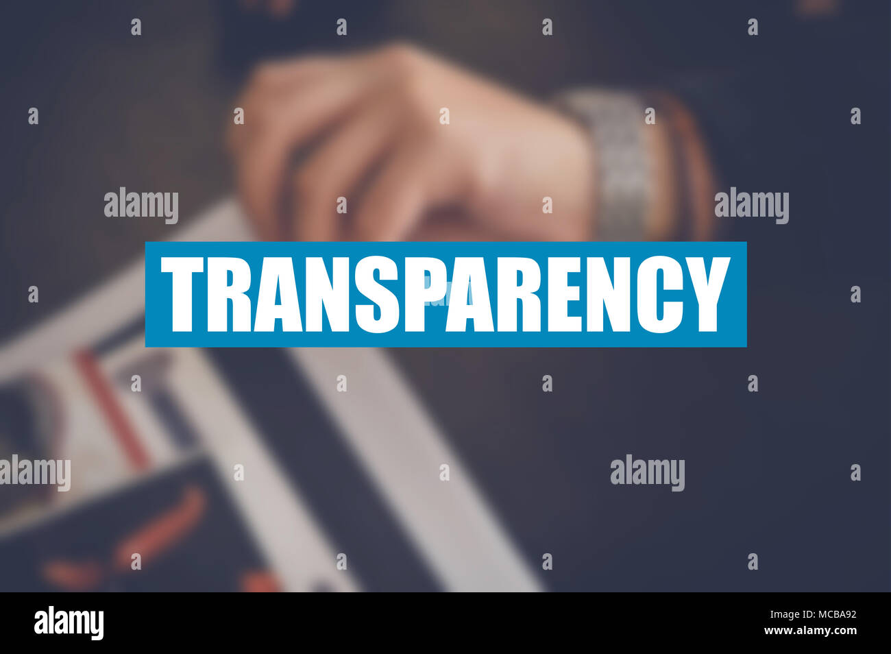 Transparency word with blurring business background Stock Photo - Alamy