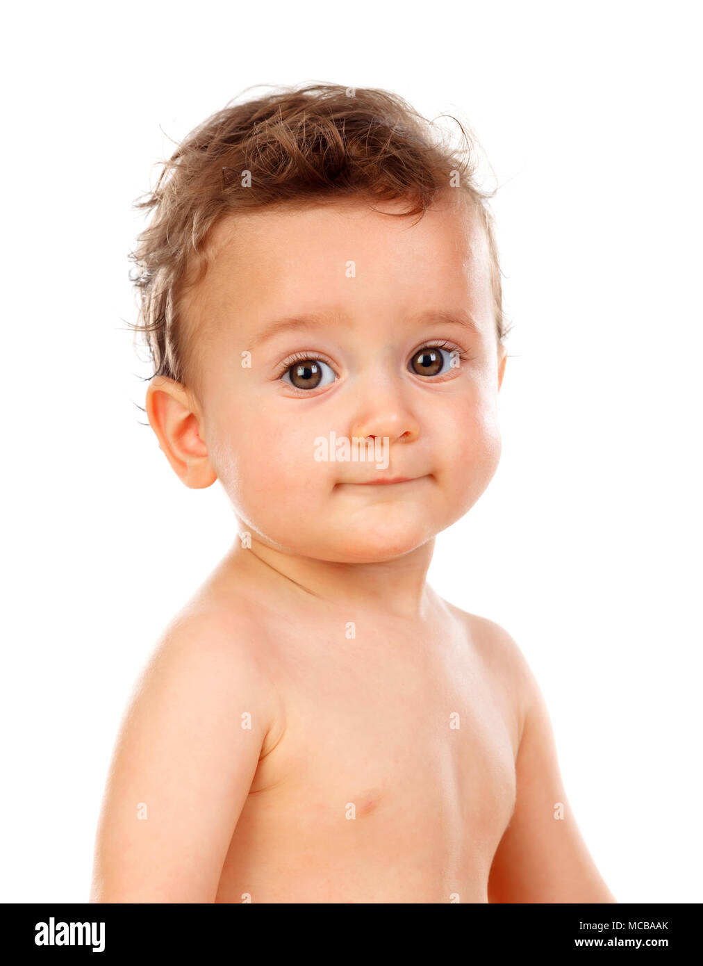 Beautiful baby with a soft skin isolated on a white background Stock ...