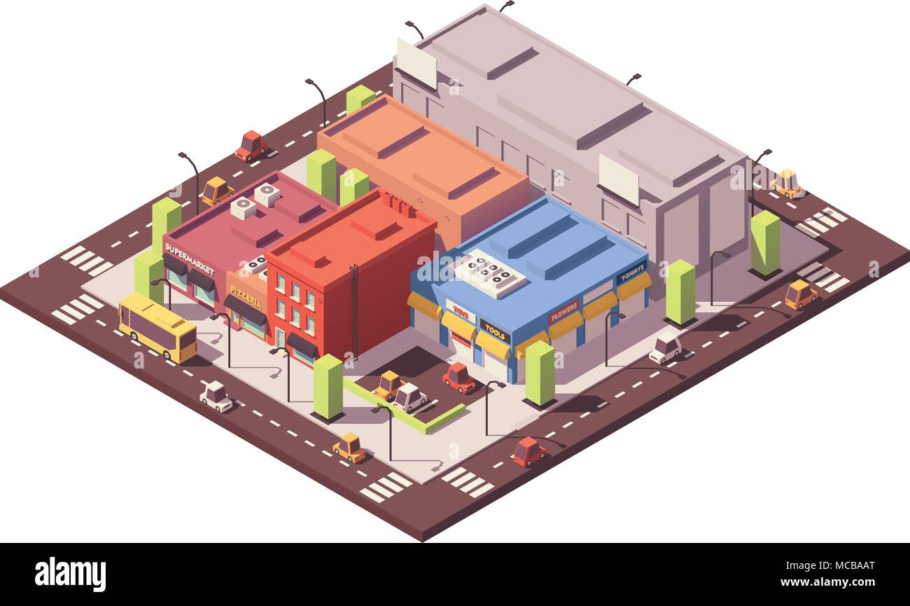 Vector low poly isometric city block Stock Vector Image & Art - Alamy