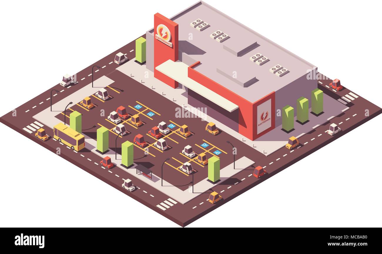 Vector isometric low poly supermarket Stock Vector Image & Art - Alamy