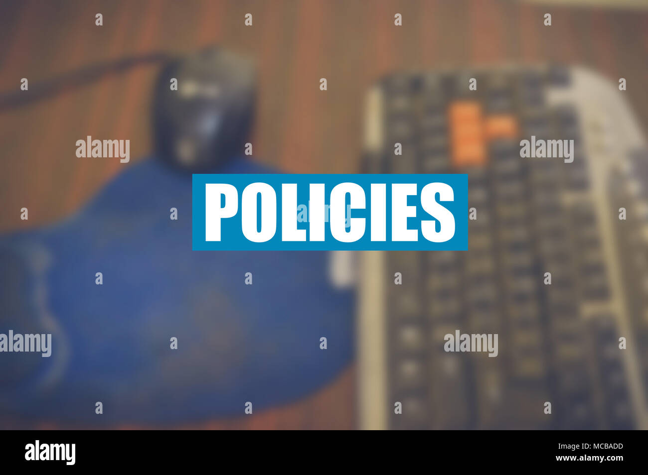 policies word with blurring business background Stock Photo - Alamy