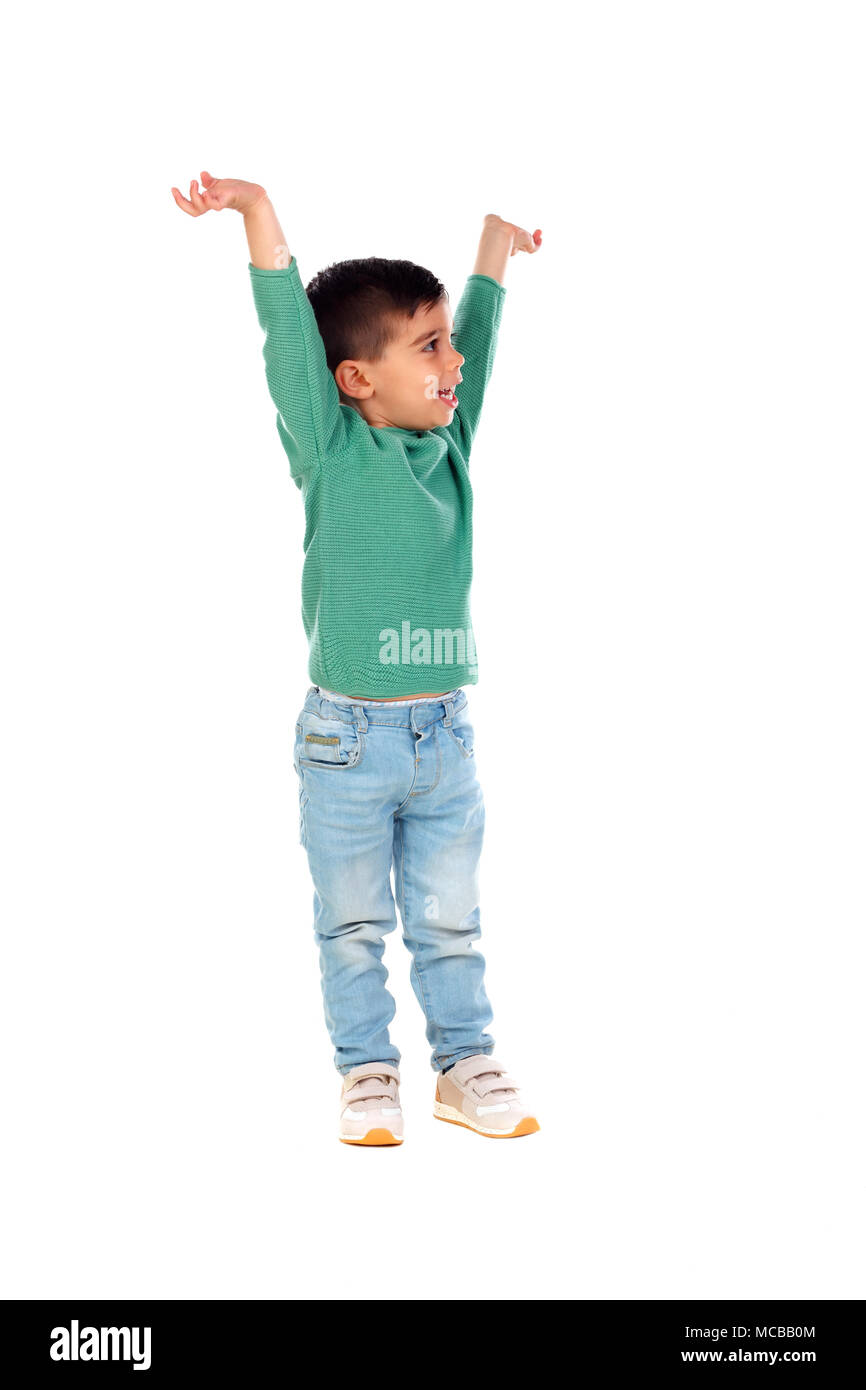 Happy gipsy child dancing isolated on a white bacground Stock Photo - Alamy