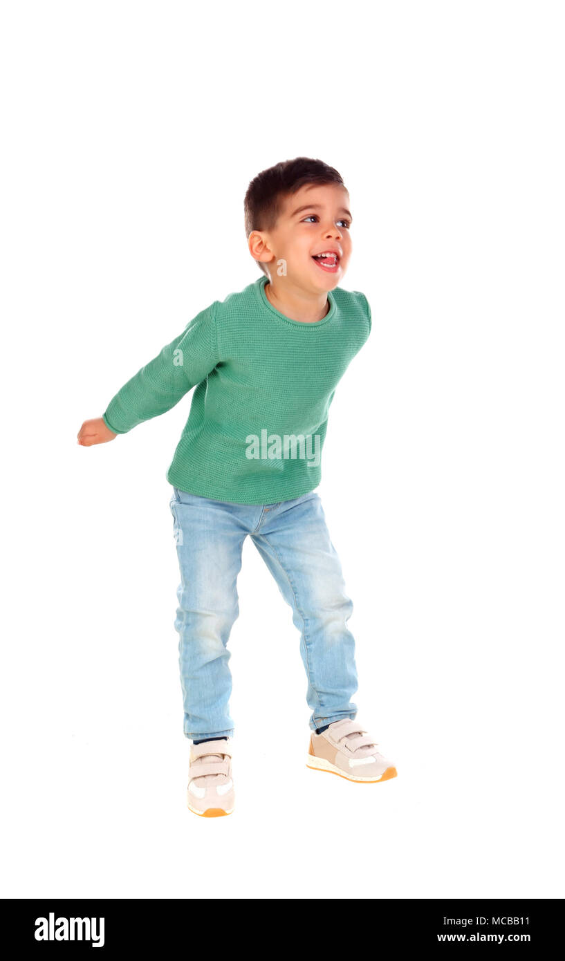 Happy gipsy child dancing isolated on a white bacground Stock Photo - Alamy