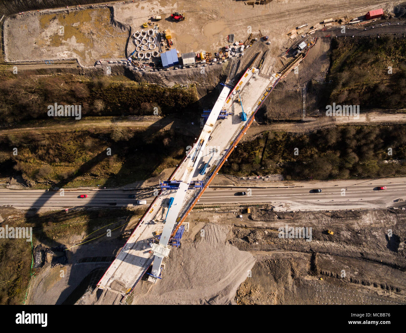 Brynmawr, Wales, UK – April 14, 2018: Aerial view of the New Arch ...