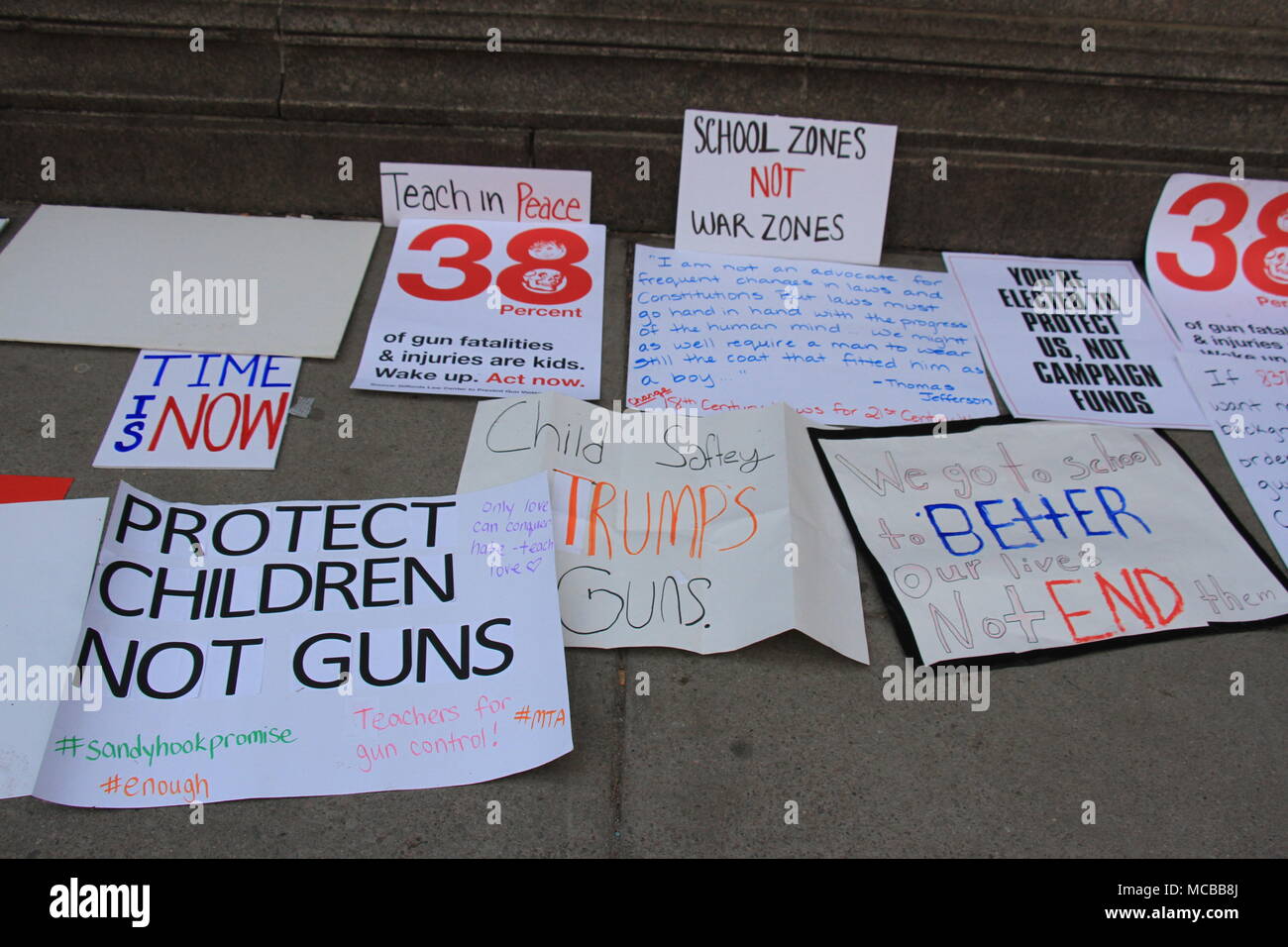 Boston anti-gun march placards Stock Photo - Alamy