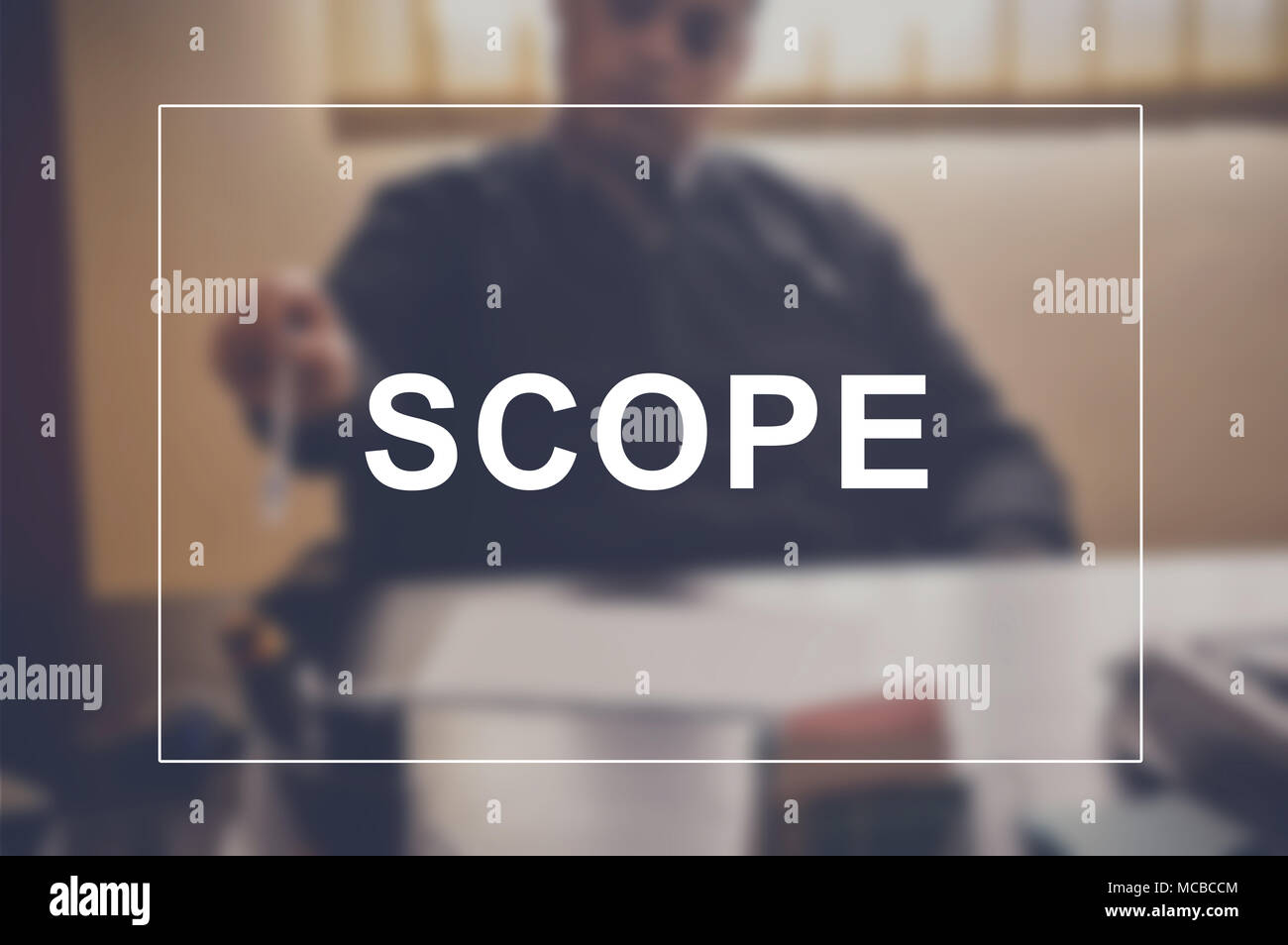 Scope word with business blurring background Stock Photo - Alamy