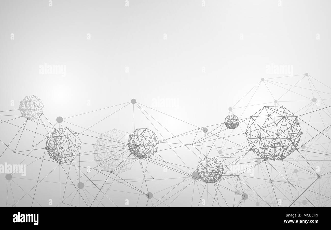 Abstract molecule and atom structure. White and grey Science or medical ...