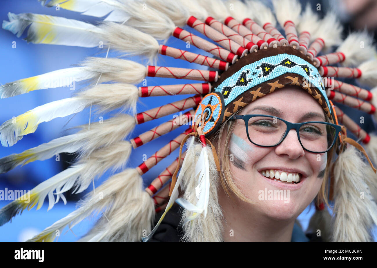 An Exeter Chiefs fan in the stands before the Aviva Premiership match ...