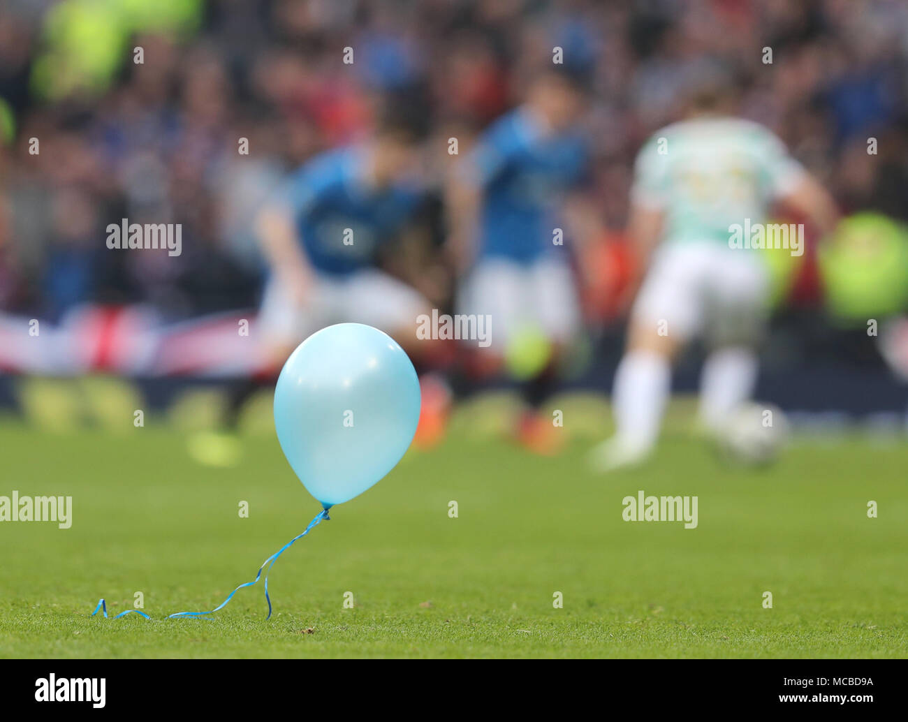 General view of a balloon on the pitch during the William Hill Scottish ...