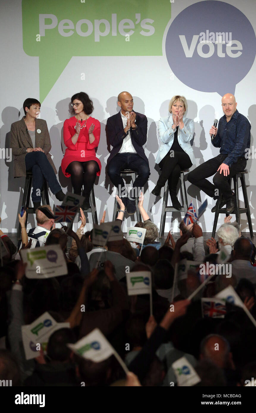 Politicians Caroline Lucas, left, Layla Moran, Chuka Umunna, and Anna ...