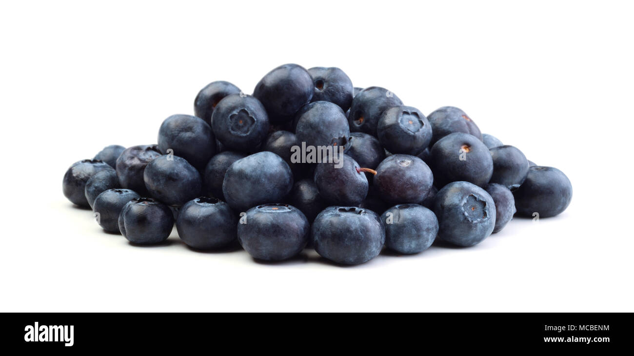 Pile of blueberries isolated on white background Stock Photo - Alamy