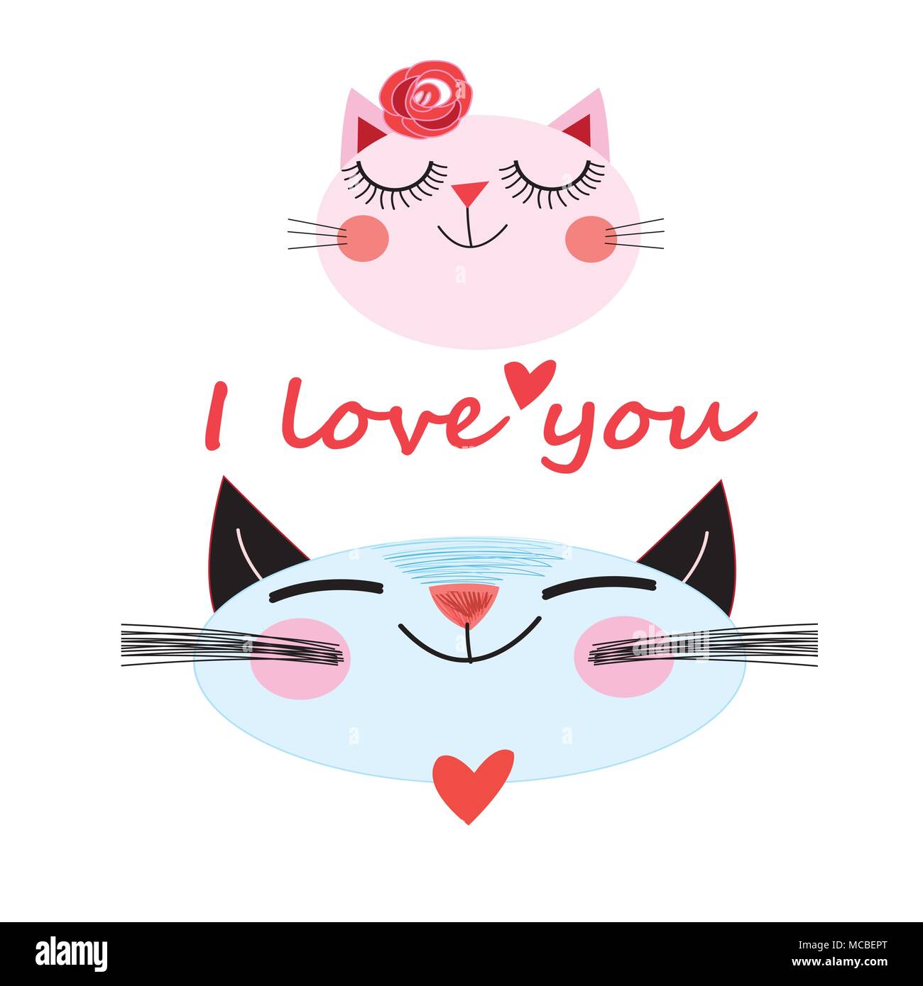Vector in love cats. Love cards.Valentine's Day.animal print.Children ...