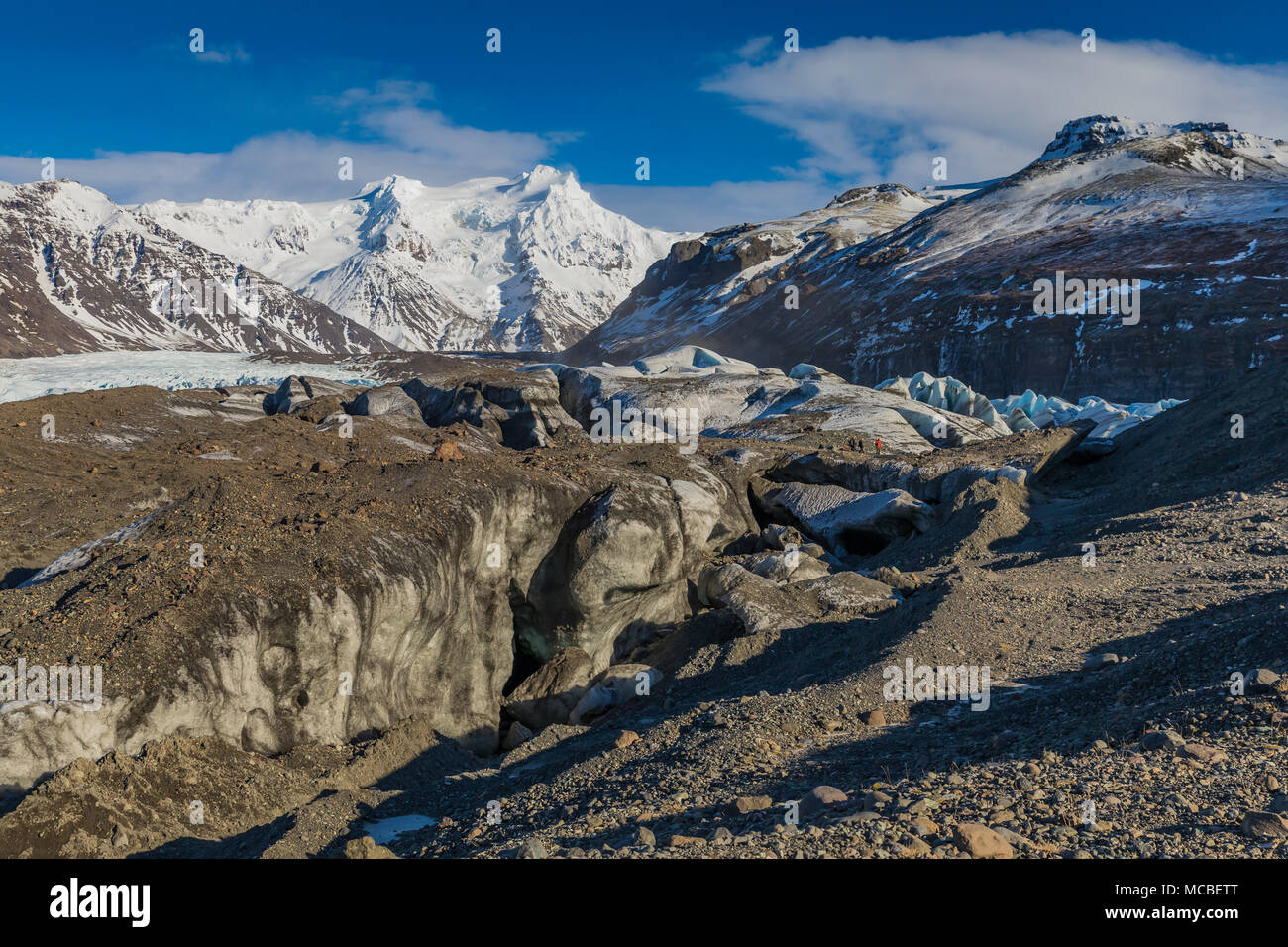 Glacial terminus viewed during ice cave tour of Svinafellsjökull, a ...