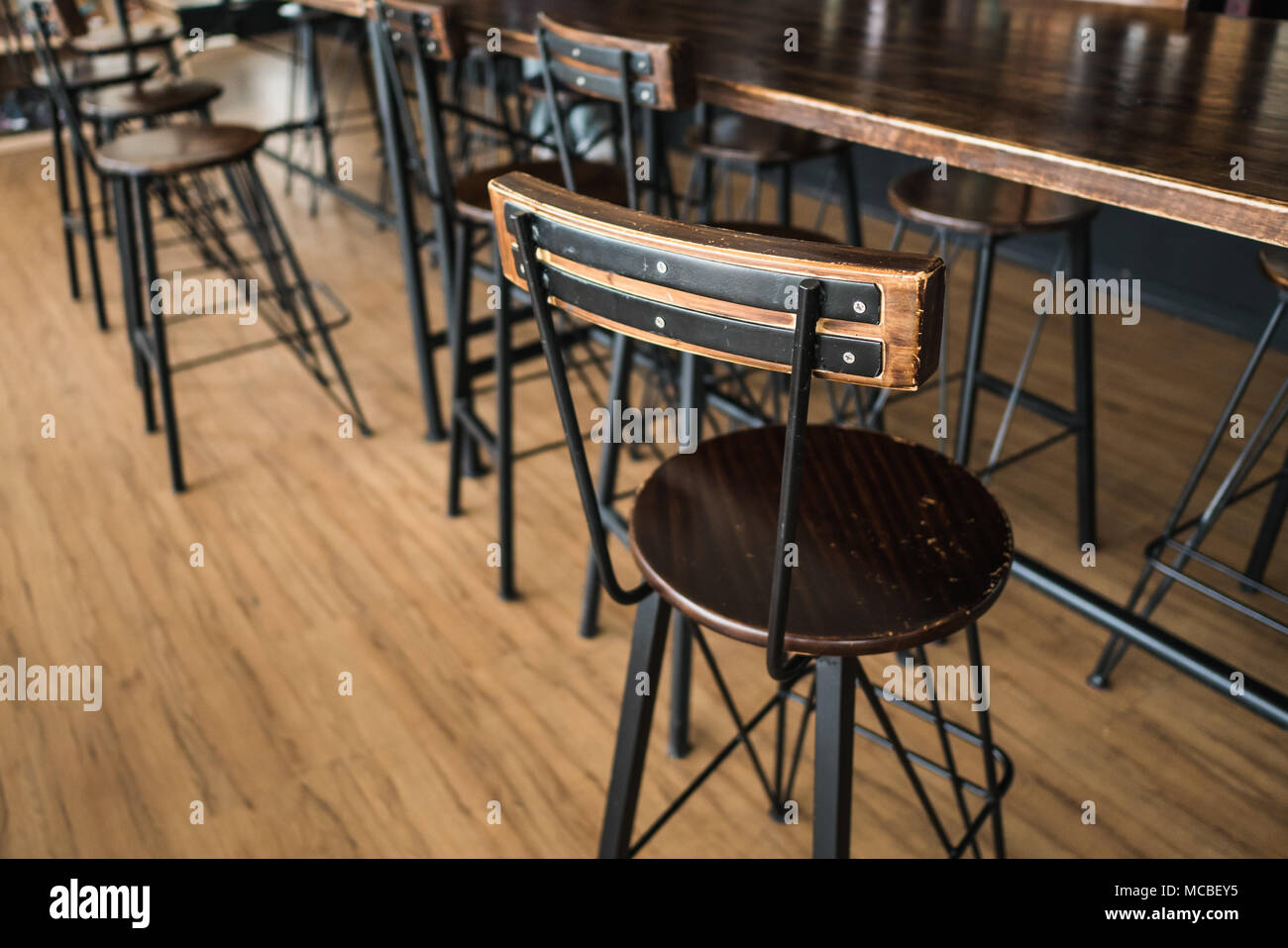 Wooden Chair at Coffee Shop Stock Photo - Alamy