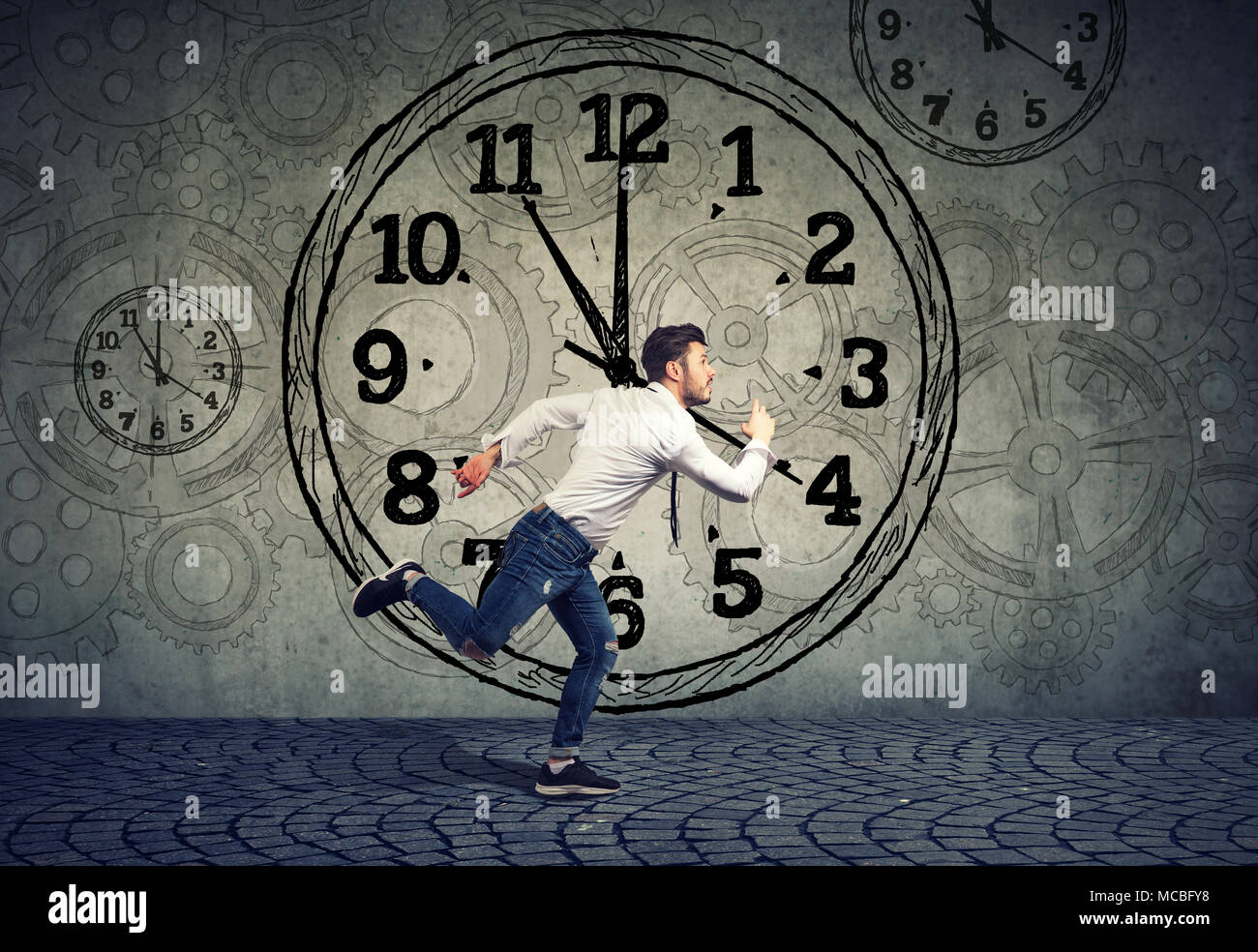 Clock man business time pressure hi-res stock photography and images ...