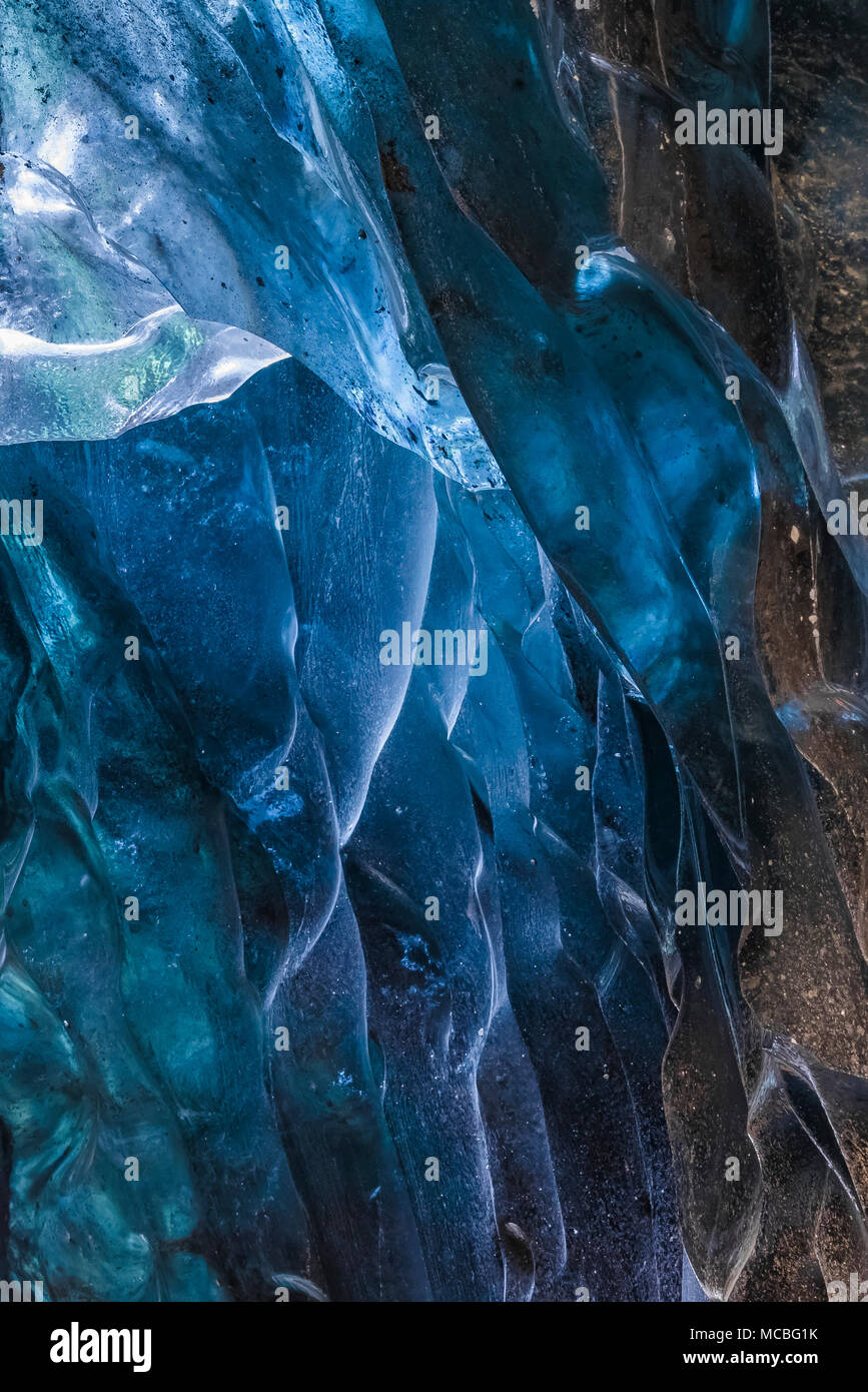 Spectacular Ice formations viewed during ice cave tour in ...