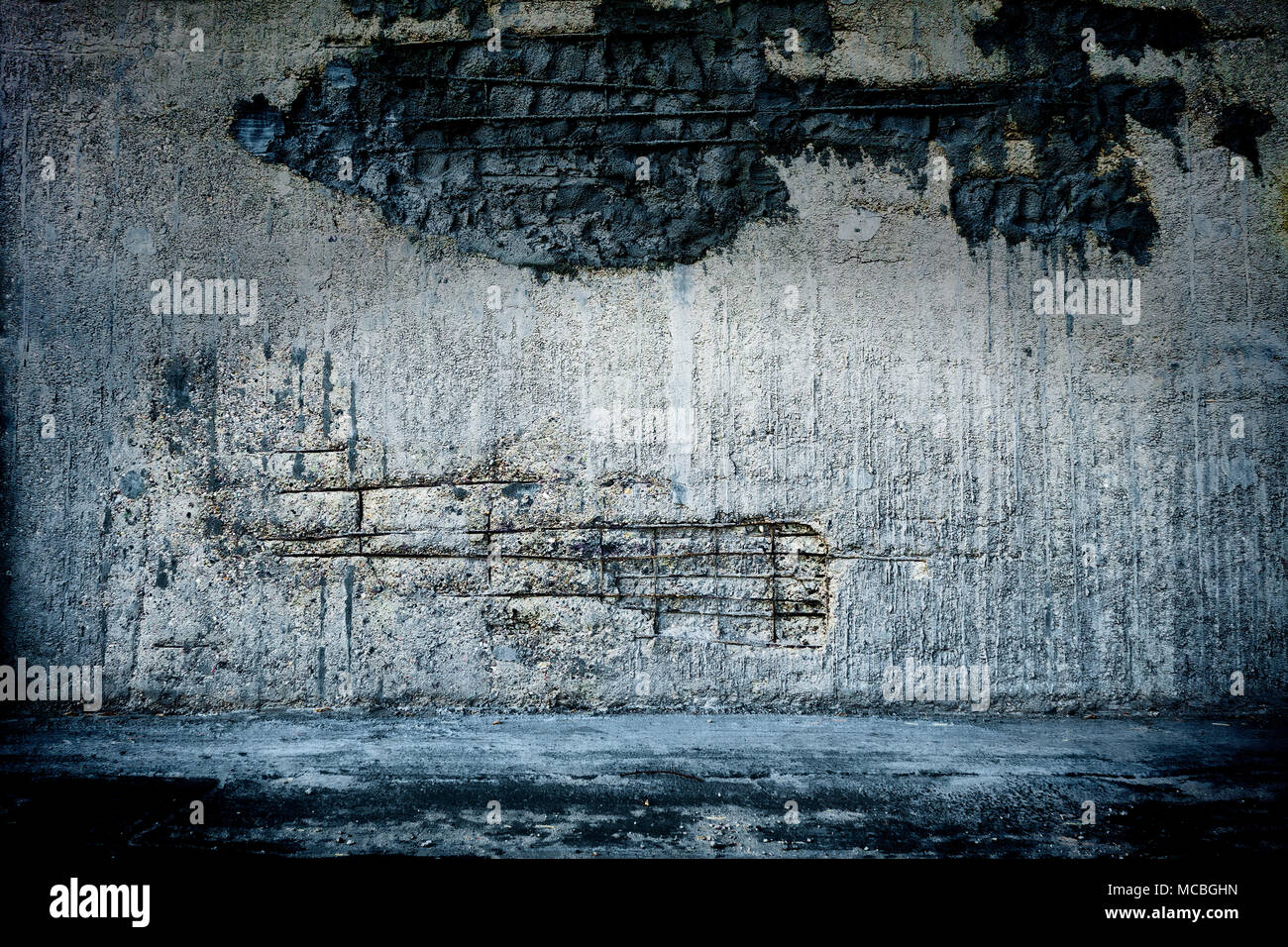 Empty Gray Cement Wall And Wooden Floor Room In