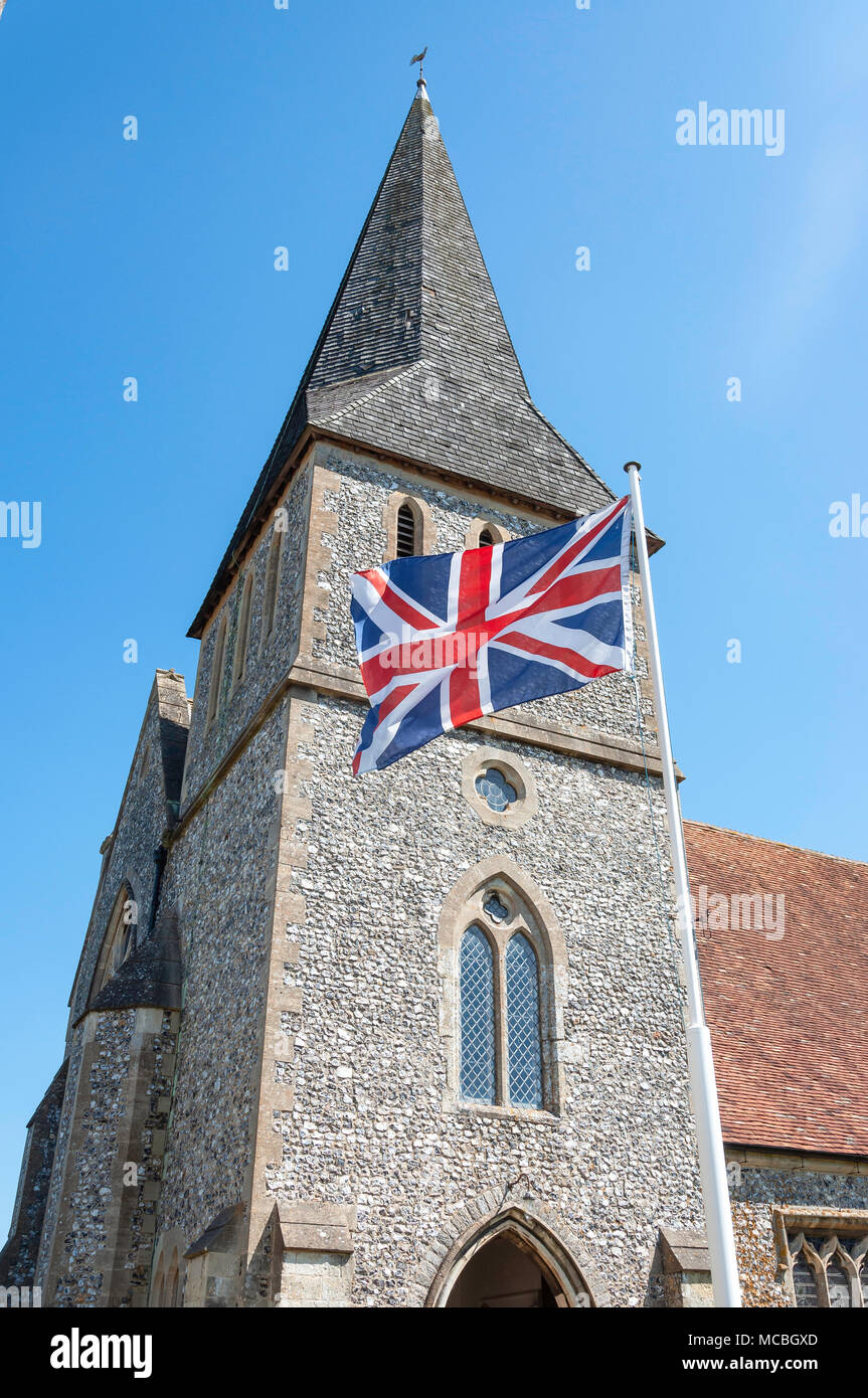 English church with flag hi-res stock photography and images - Alamy