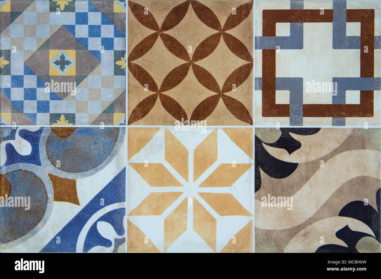 Colorful ceramic tiles with Portugal mediterranean style pattern ...