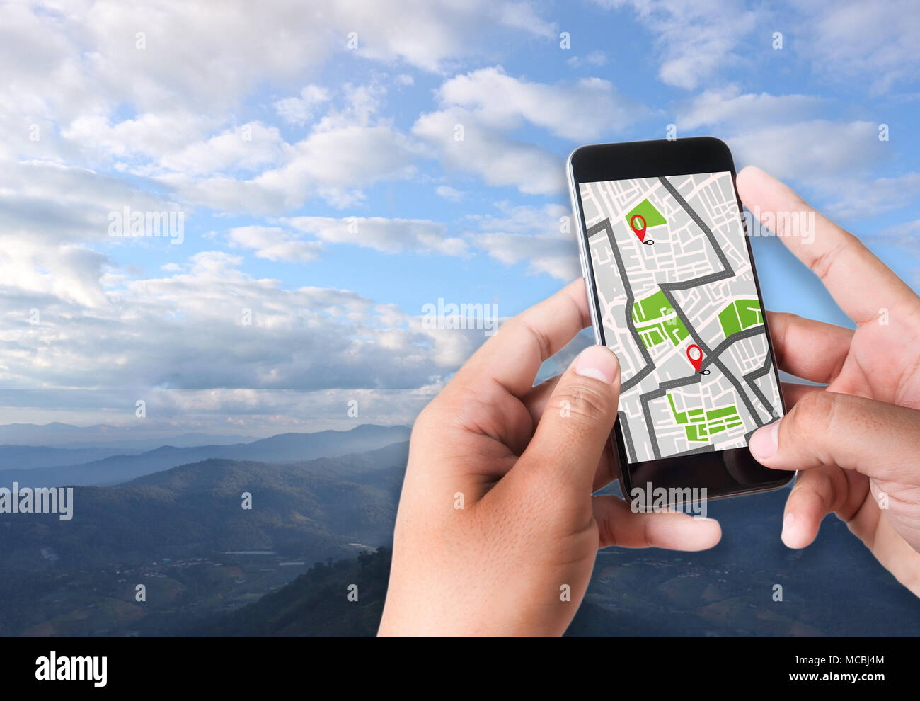 GPS Map to Route Destination network connection Location Street Map ...