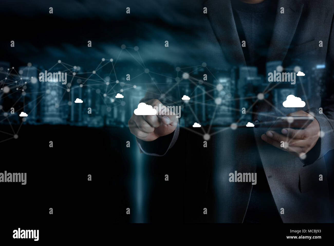 Cloud Computing diagram Network Data Storage Technology Service Stock Photo - Alamy