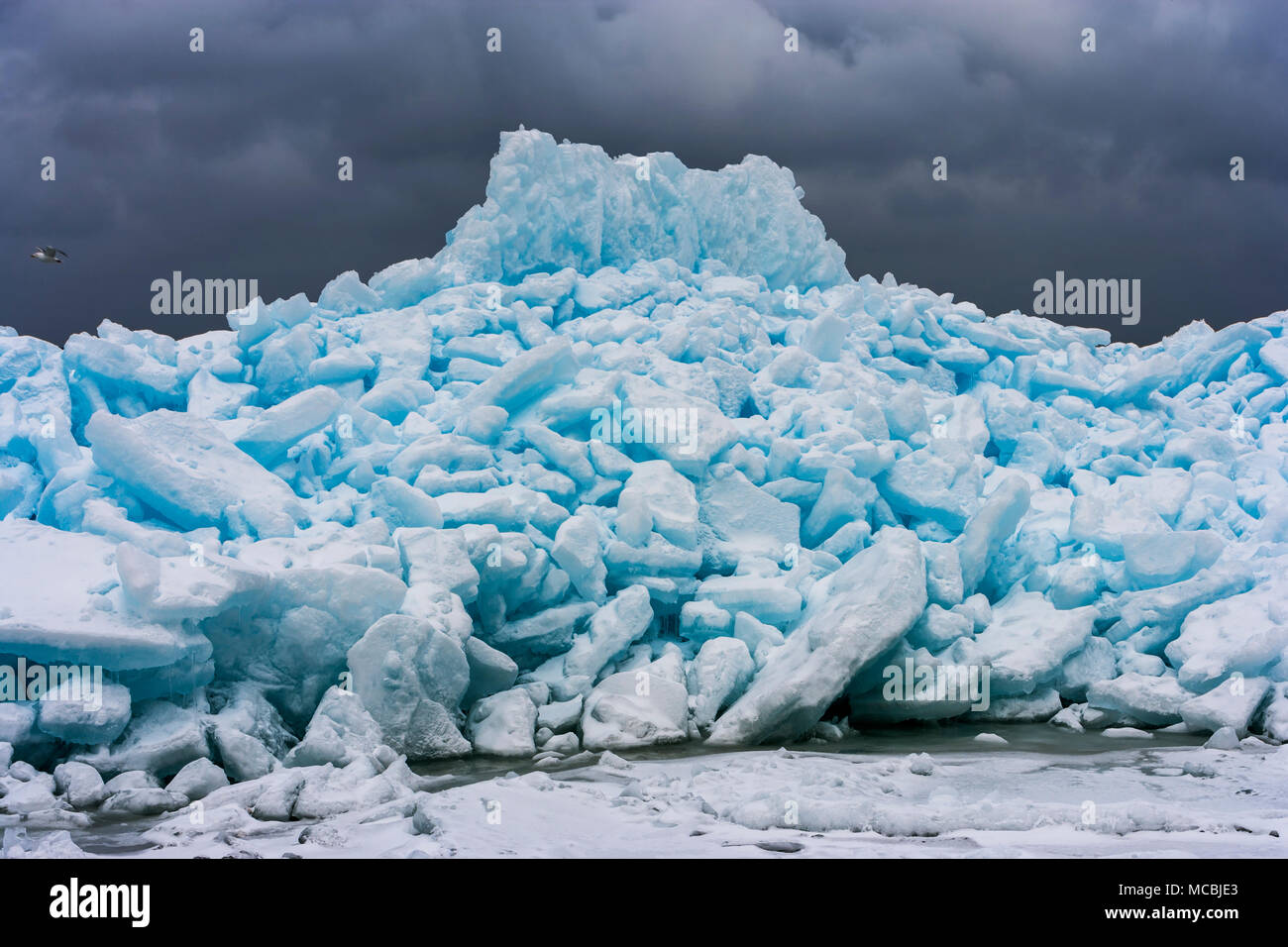 Blue Ice, Meaford, Georgian Bay, Ontario, Canada, six meters high, Blue ...
