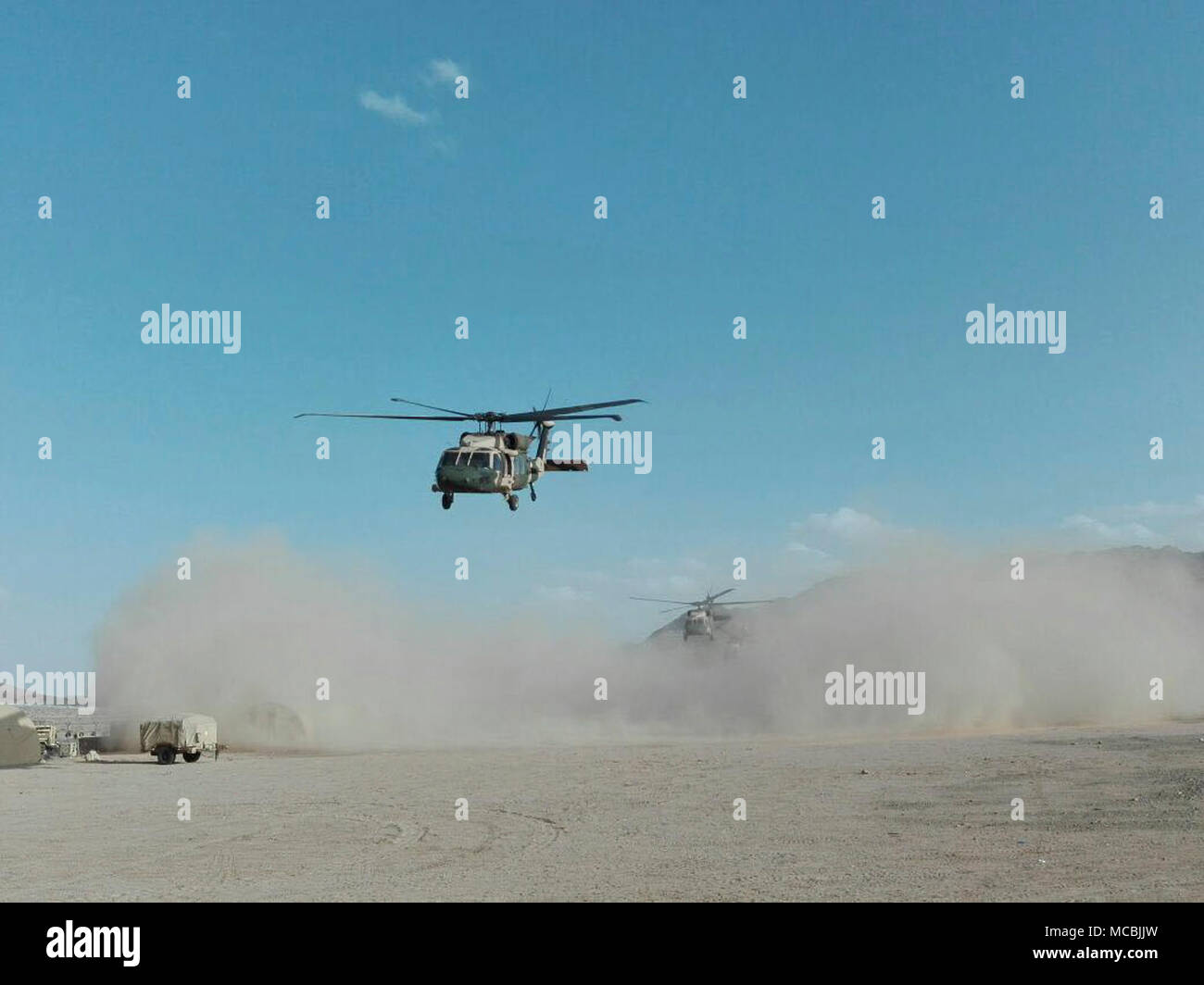 KING ABDULLAH II AIR BASE, Jordan – Jordanian helicopters depart a ...