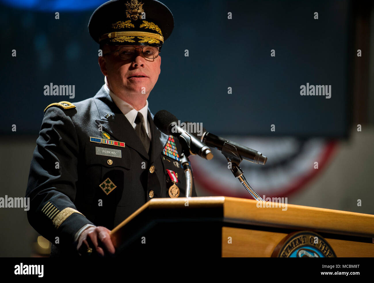 U.S. Army Gen. David G. Perkins speaks during his retirement ceremony ...