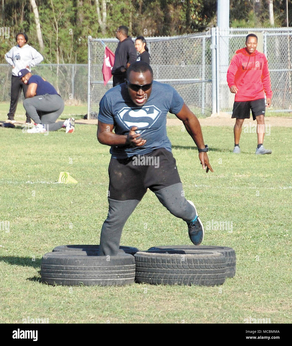 First Sgt. Oyeyemi "Superman" Akinreton, B Company, 115th CSH, tackles ...