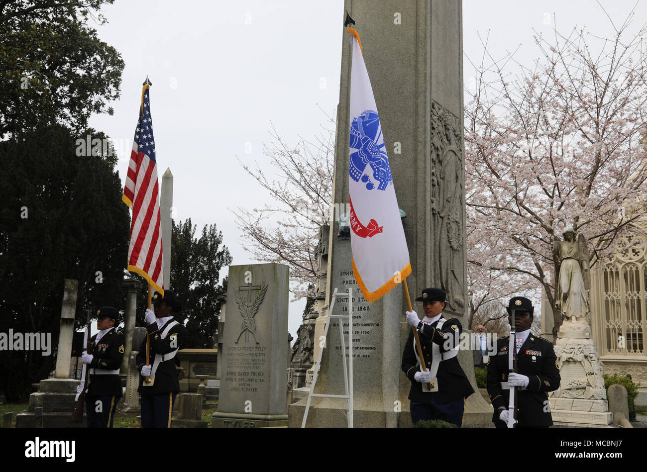 U.S. Army Quartermaster School Color Guard presents the colors during ...