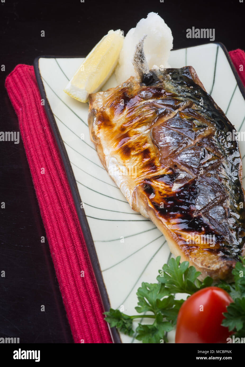 japanese cuisine. fried fish on background Stock Photo - Alamy