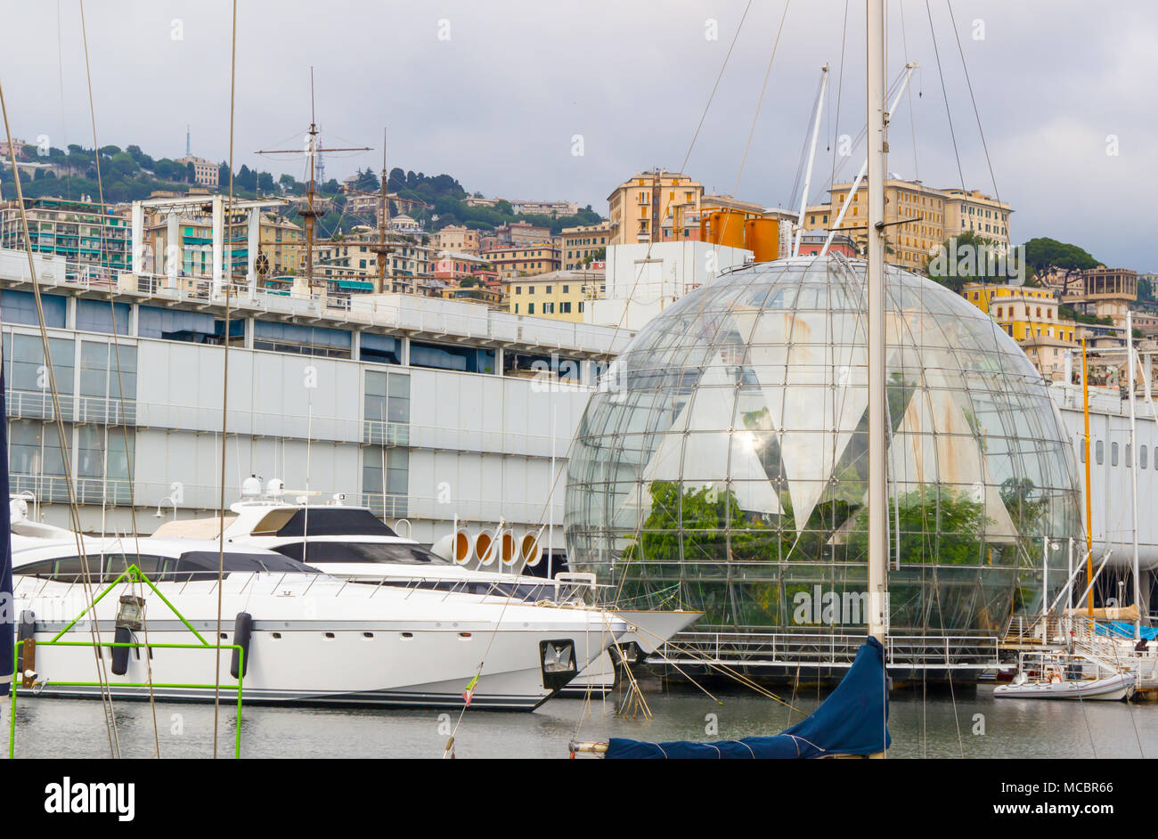Biosphere (Glass sphere) diameter is about 20 meters in a summer day in ...